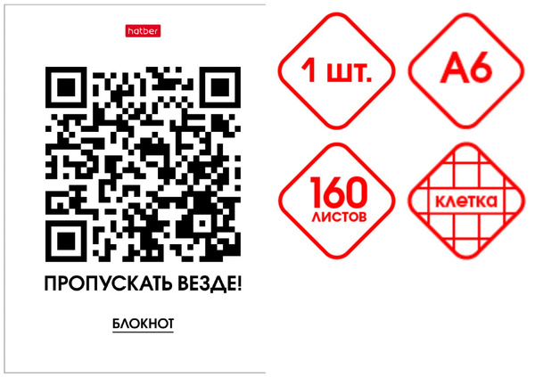 Бизнес-блокнот Hatber 160л А6ф клетка твердый переплет -Пускать везде- - купить с доставкой по ...