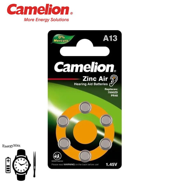 Camelion Батарейка PR48 (ZA13, V13A, DA13), ZincAir (воздушно-цинковый) тип, 1,45 В, 6 шт купить ...