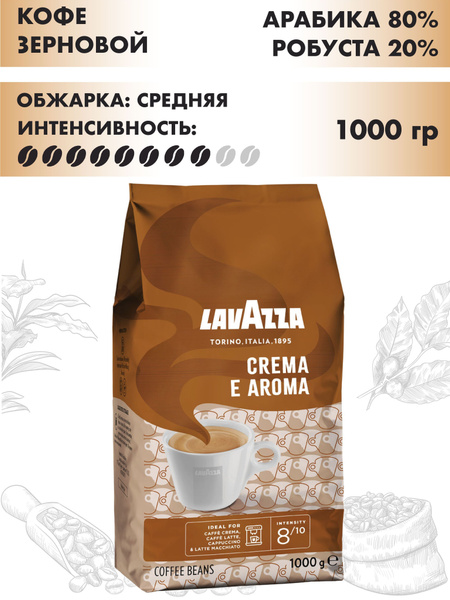 Кофе в зернах Lavazza Crema Aroma Лавацца Крема Е Арома, натуральный ...