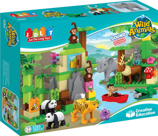 Конструтор JDLT Дикие животные, 106 деталей, для мальчика и девочки, 110084 купить на OZON по ...