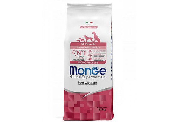 Monge Dog Monoprotein Puppy & Junior Beef with rice / Монж Корм для ...