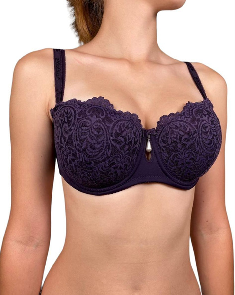 Бюстгальтер Женский Anfen на косточках, размер 90C фиолетовый Нейлон, Спандекс Вечерний ...