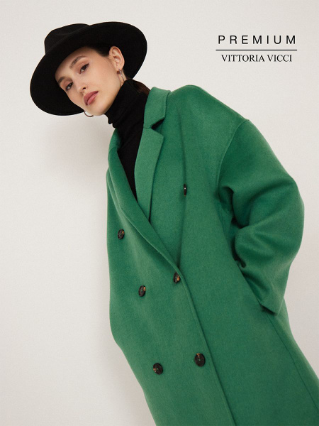 Пальто VITTORIA VICCI, Демисезон, размер 50, 52, цвет зеленый - купить по выгодной цене в ...