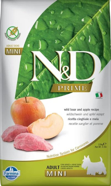 Сухой Беззерновой корм Фармина для взрослых собак Мелких пород Кабан с ...