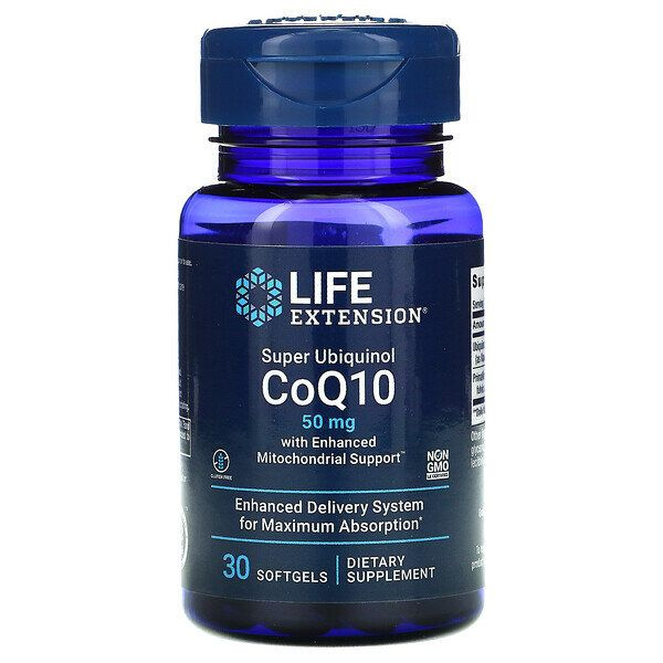 Убихинол срок 10/24 CoQ10 LIFE Extension Super Ubiquinol CoQ10, 50 mg, 30 caps - купить с ...