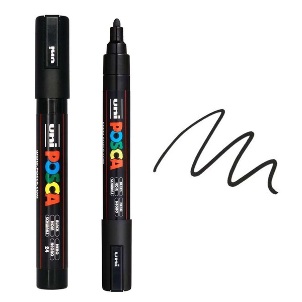 Маркер акриловый Uni POSCA PC-5M Black Черный (24) перо 1,8-2,5 мм ...