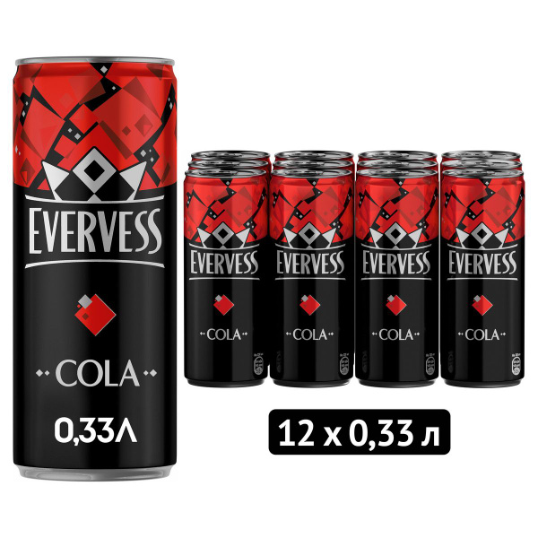 Газированный напиток Evervess Cola в ж/б, 12 шт х 0,33 л - купить с ...