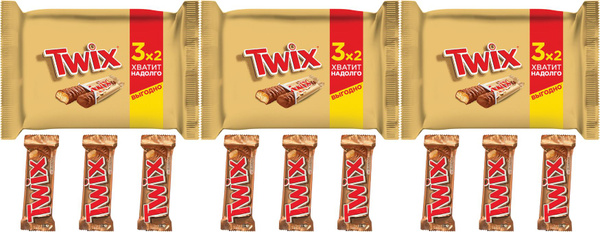 Батончики Twix шоколадные 55 г, комплект: 3 упаковки по 165 г - купить с доставкой по выгодным ...