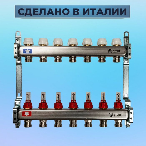 Коллектор с расходомерами 7 выхода STOUT из нержавеющей стали SMS 0917 ...