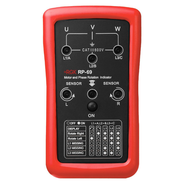 Индикатор чередования фаз RGK RP-69 Фазоуказатель для диагностики трехфазной электросистемы или ...