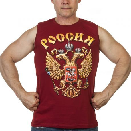 Майка Мужской RusAtribut красный, размер 46 Хлопок Китай Логотип купить c доставкой на OZON по ...