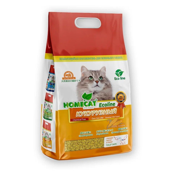 HOMECAT Ecoline Кукурузный 6 л комкующийся наполнитель для кошачьих туалетов 1 шт - купить с ...