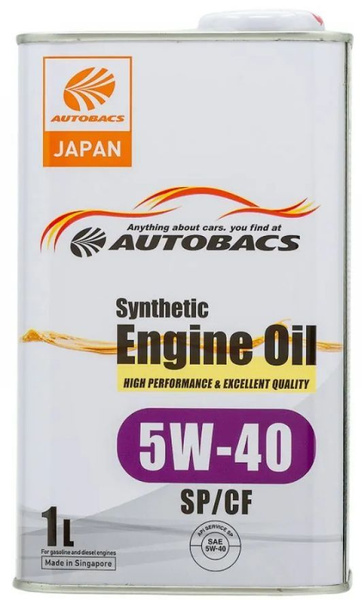 Масло моторное Autobacs ENGINE OIL SYNTHETIC 5W-40 Синтетическое ...