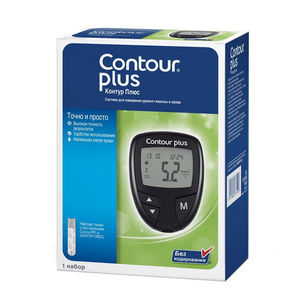 Глюкометр Контур Плюс (Contour plus) + прокалыватель и ланцеты в наборе ...