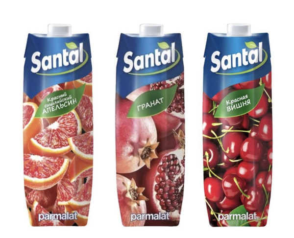 Набор из 3 пакетов напитков сокосодержащих Santal по 1 л (красный ...