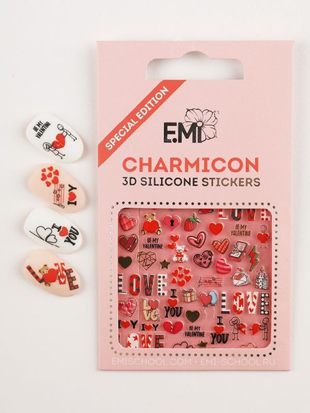 EMI Наклейки для дизайна ногтей Charmicon 3D Silicone Stickers Любовь ...