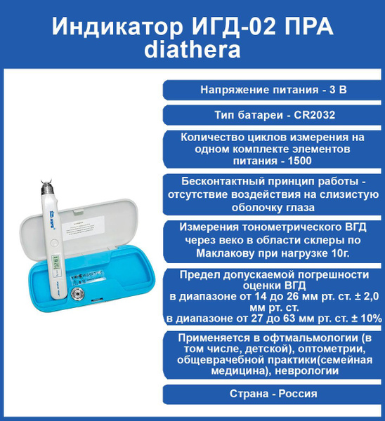 Индикатор внутриглазного давления ИГД-02 ПРА diathera (Регистрационное ...