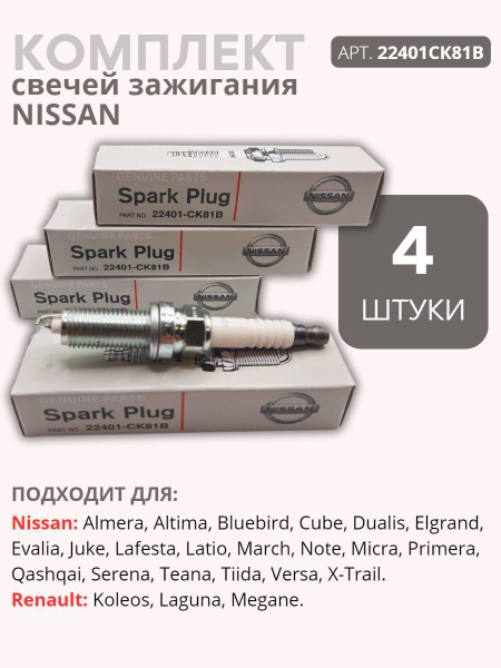 Комплект свечей зажигания AutoShah 22401CK81B - купить по выгодным ...