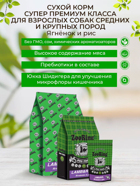 Сухой корм ZooRing Adult Dog для собак средних и крупных пород с ...