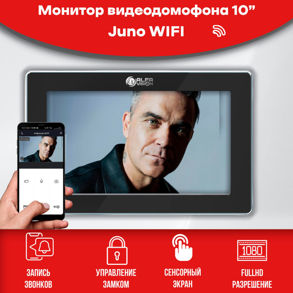 Характеристики Видеодомофон Juno Wi-Fi AHD1080P Full HD, черный. Экран ...