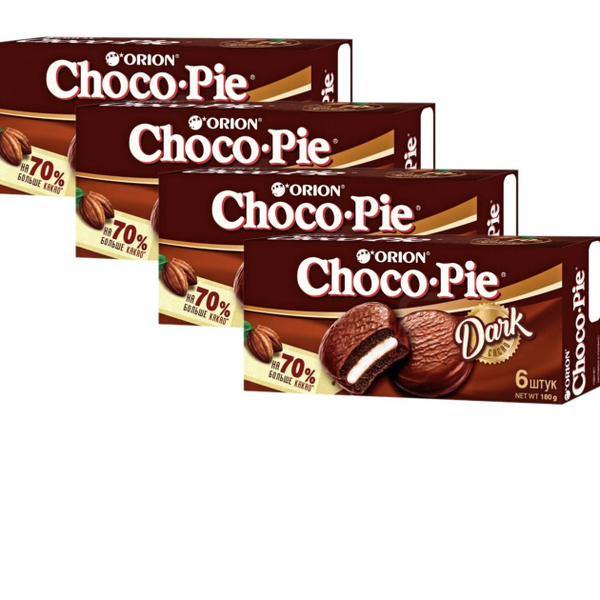 Orion Пирожное Choco Pie Dark, 180 г х 4 шт - купить с доставкой по ...