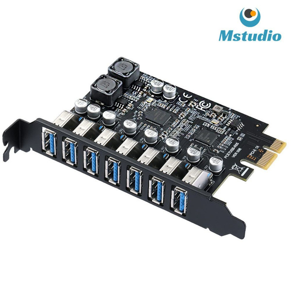 Плата расширения PCI-E x1 USB 3.2 GEN1 PCI Express HUB 7 портов USB 3.0 ...