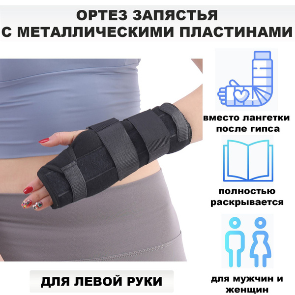 Ортез лучезапястного сустава 24 см, Бандаж с пластиной на запястье ...