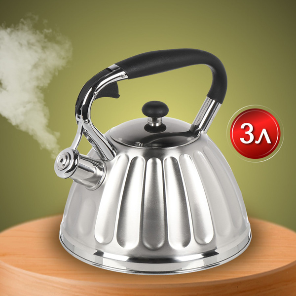 Чайник для плиты со свистком 3 л из нержавеющей стали Daniks, индукция - купить с доставкой по ...