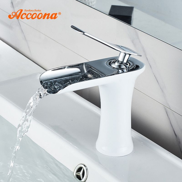 Смеситель для раковины каскадный белый хром Accoona A9090G-4 купить на ...