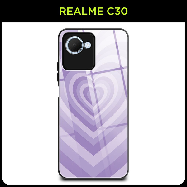 Стеклянный чехол на Realme C30 / Реалми С30 с принтом "Фиолетовые ...