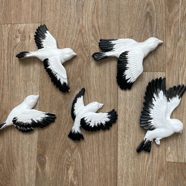 Украшение настенное интерьерное Панно стая птиц из гипса декоративные на стену купить по