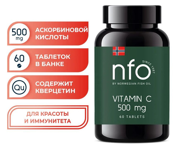 NFO Витамин C (аскорбиновая кислота + кверцетин), 500 mg, 60 таблеток - купить с доставкой по ...
