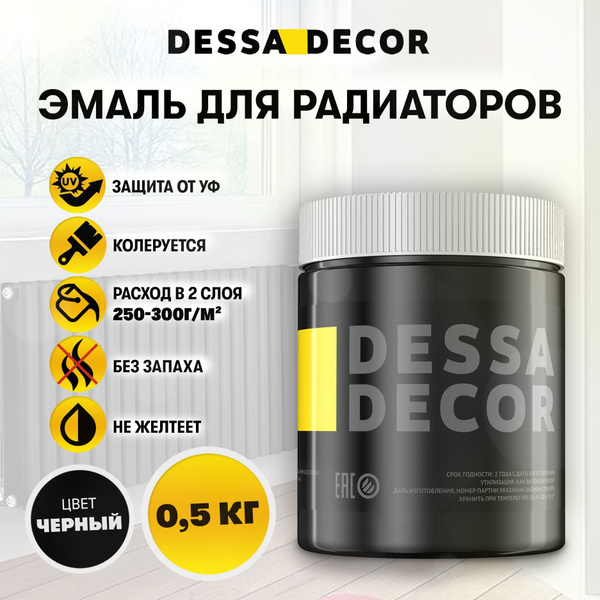 Краска DESSA DECOR для радиаторов Быстросохнущая, Гладкая, Акриловая ...