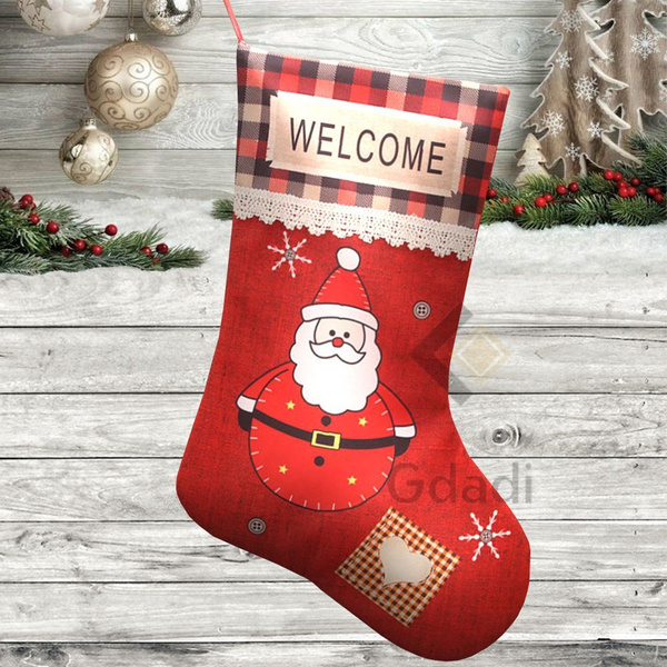 Большой Новогодний носок для подарков купить c доставкой на OZON по ...