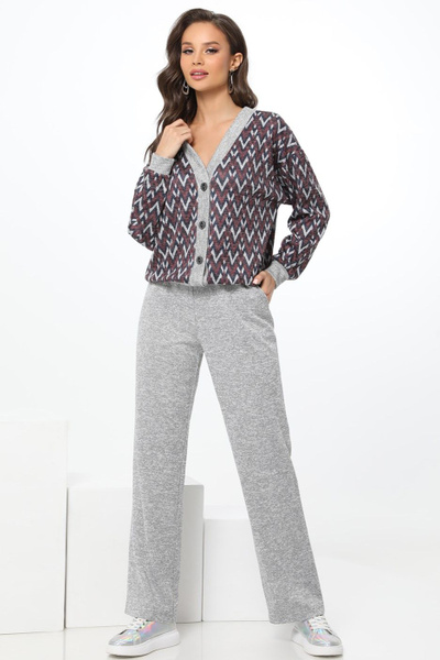 Костюм классический Женский DStrend серый, розовый, размер 48 Полиэстер Россия Демисезон купить ...