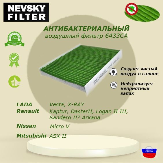 Фильтр салонный NEVSKY FILTER NF6433_Антибактериальный - купить по ...