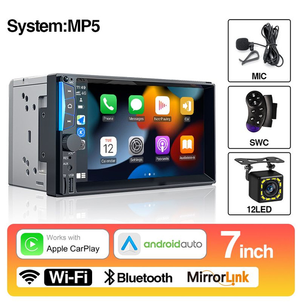 Автомобильное радио, Автомагнитола 7 дюймов, AKAMATE 7052, CarPlay Android Auto ,2 DIN MP5 плеер ...