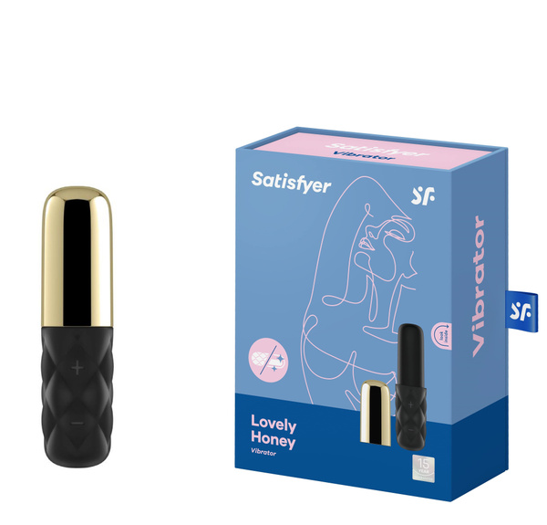 Вибратор mini Lovely Honey (11.5 см х 3 см), черный, золотой, 11.5 см ...