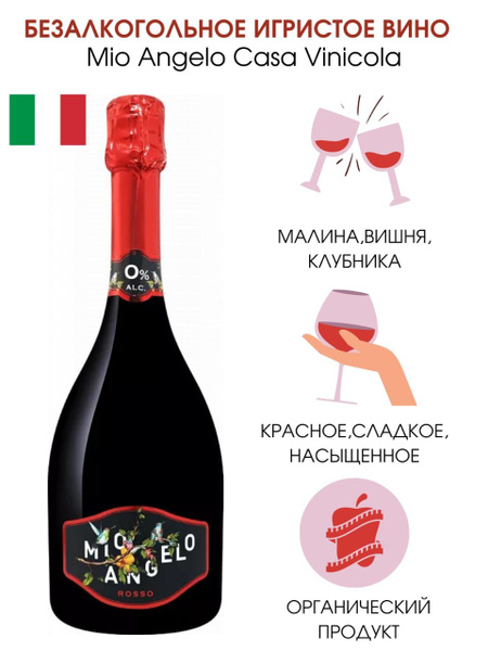 Вино безалкогольное игристое красное Mio Angelo Rosso - купить с ...