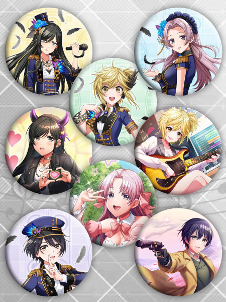 Набор значков D4DJ 8 шт 44 мм/ RONDO/ D4DJ - купить с доставкой по ...