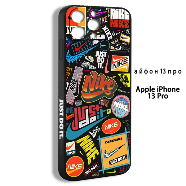 чехол на iPhone 13 pro Логотип найк неон Красочный Чёрная найк ZEN05 ...