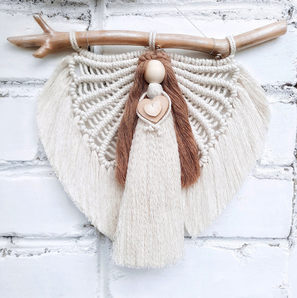 Украшение настенное интерьерное Ангел панно макраме купить по доступным ценам в интернет