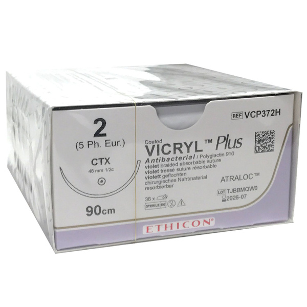 Шовный материал VCP372H ETHICON VICRYL PLUS ВИКРИЛ ПЛЮС 2, 90 см, кол ...