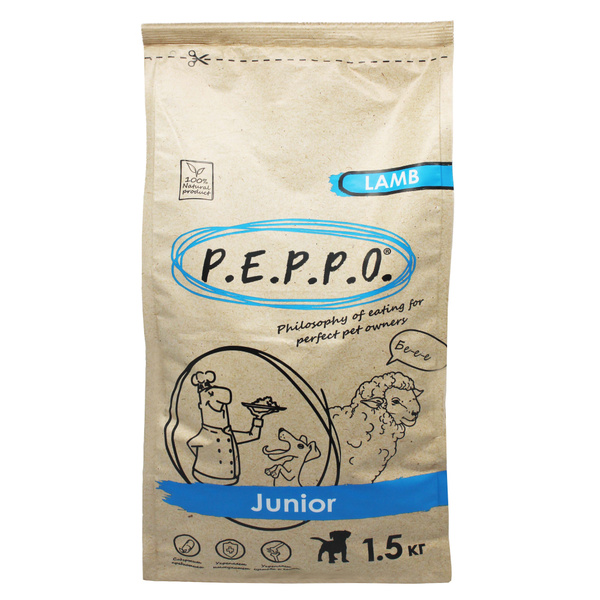 Сухой корм для щенков PEPPO Junior Ягненок 1,5кг - купить с доставкой по выгодным ценам в ...