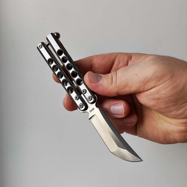Нож бабочка, микро балисонг Atroposknife "Demon" серебристый. Нож ...