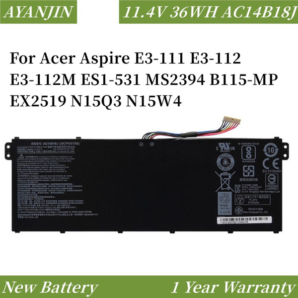 11,4 В 36 Вт AC14B18J AC14B13J Аккумулятор для ноутбука Acer Aspire E3-111 E3-112 E3-112M ES1 ...