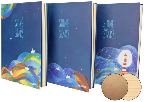 Блокнот LENWA B5, 112 листов в твердой обложке "Shine like the stars ...