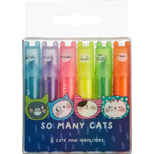 Набор текстовыделителей M&G "So Many Cats" 6 цв, мини,с запахом ...