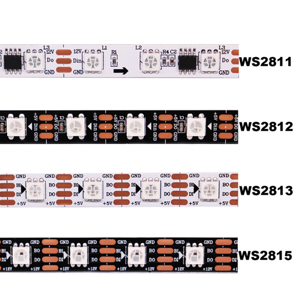 Светодиодная лента, 60 LED/m WS2812B_розовый_WS2815-White PCB-IP67 ...