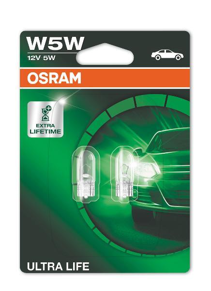 Лампа автомобильная вспомогательная Osram ULTRA LIFE, W5W, 12V, цоколь ...